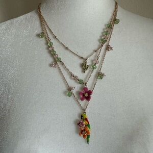 Betsey Johnson | Jewelry | Betsey Johnson Parrot Layered Short Multi ...